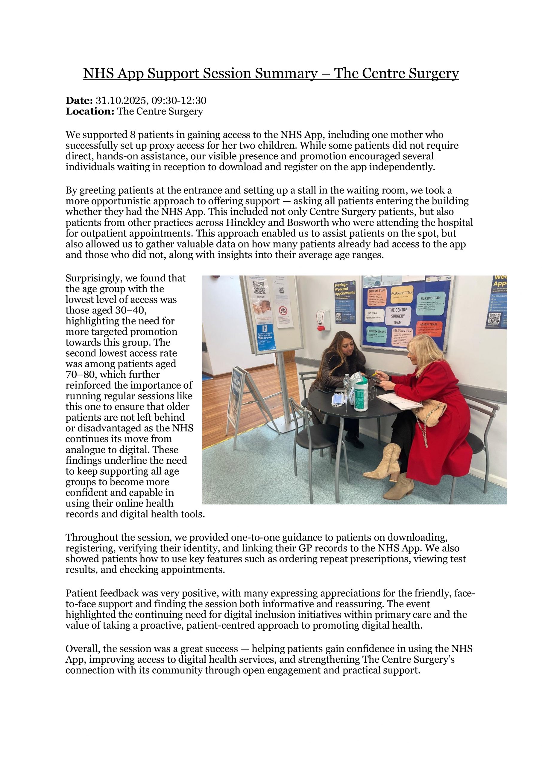 NHS APP Support Session • The Centre Surgery